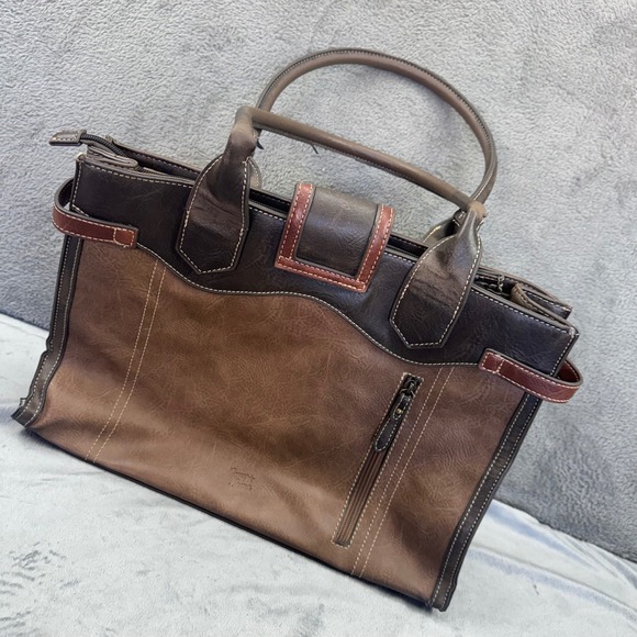 Tony Lama | Bags | Tony Lama Western Style Satchel Handbag Brown Faux ...